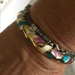 Jewelry | Enameled Clamp On Pink And Blue Bangle | Poshmark